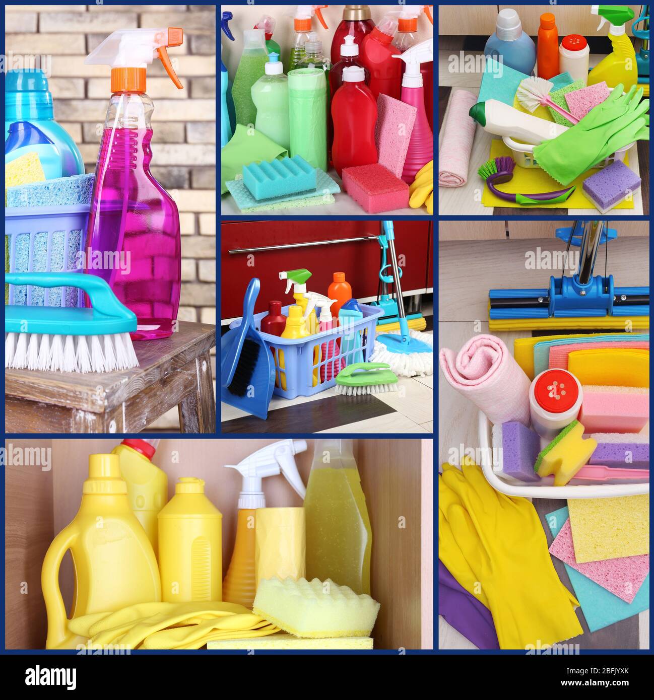 Clean concept. Cleaning supplies and tools collage Stock Photo - Alamy