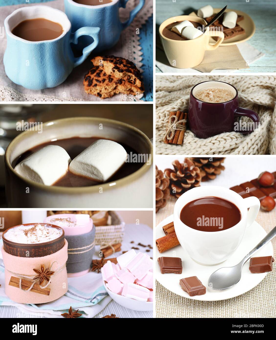 Hot drinks collage Stock Photo - Alamy