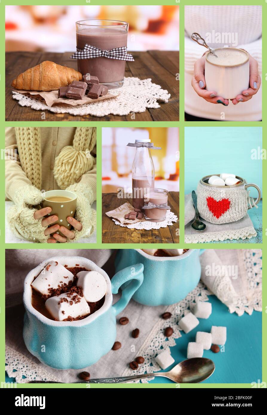 Hot drinks collage Stock Photo - Alamy