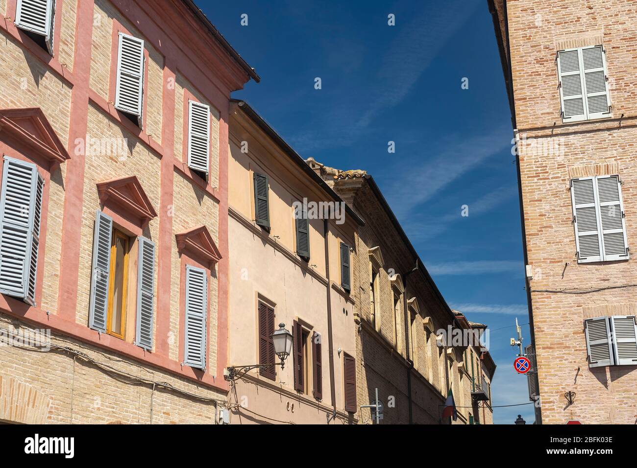 Treia, Macerata, Marches, Italy: a street of the historic town Stock ...