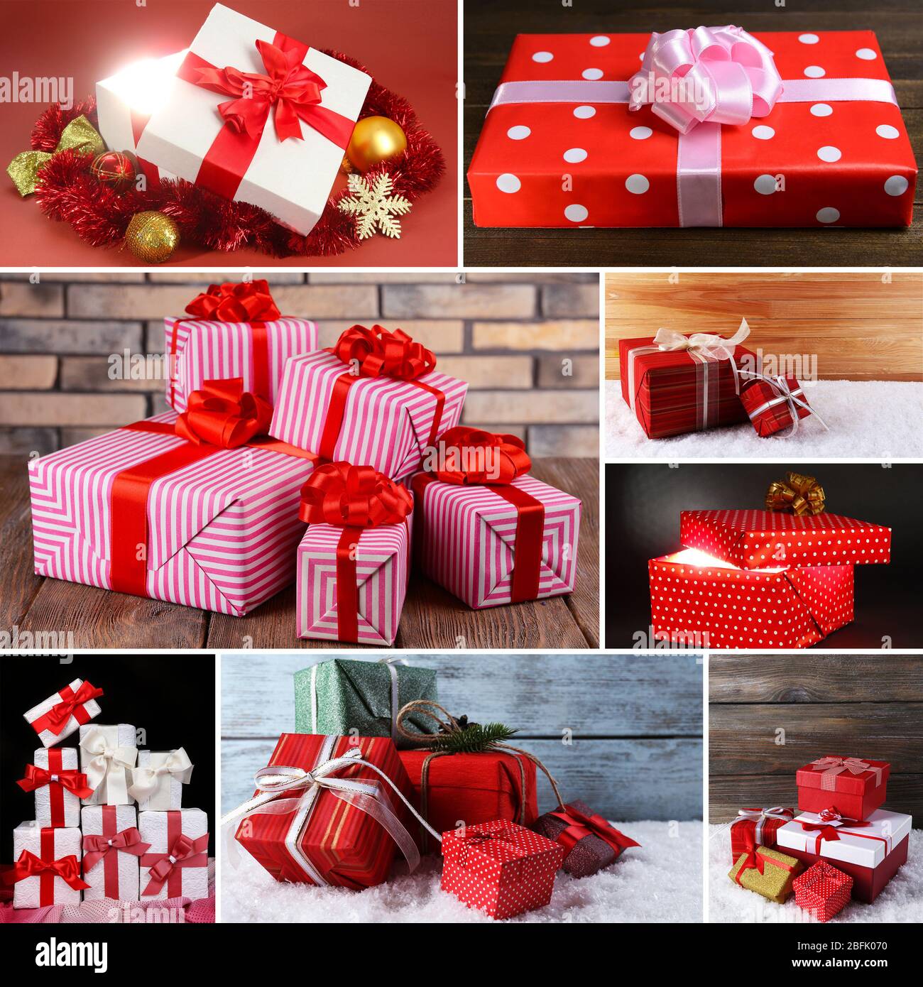 Christmas gifts collage Stock Photo - Alamy