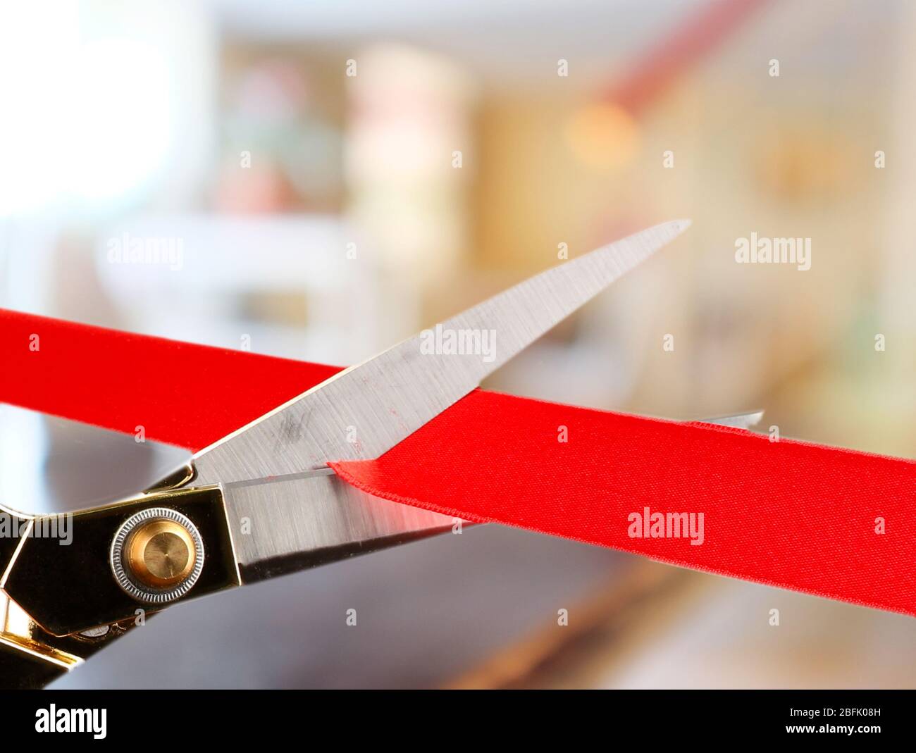Grand opening, cutting red ribbon Stock Photo - Alamy