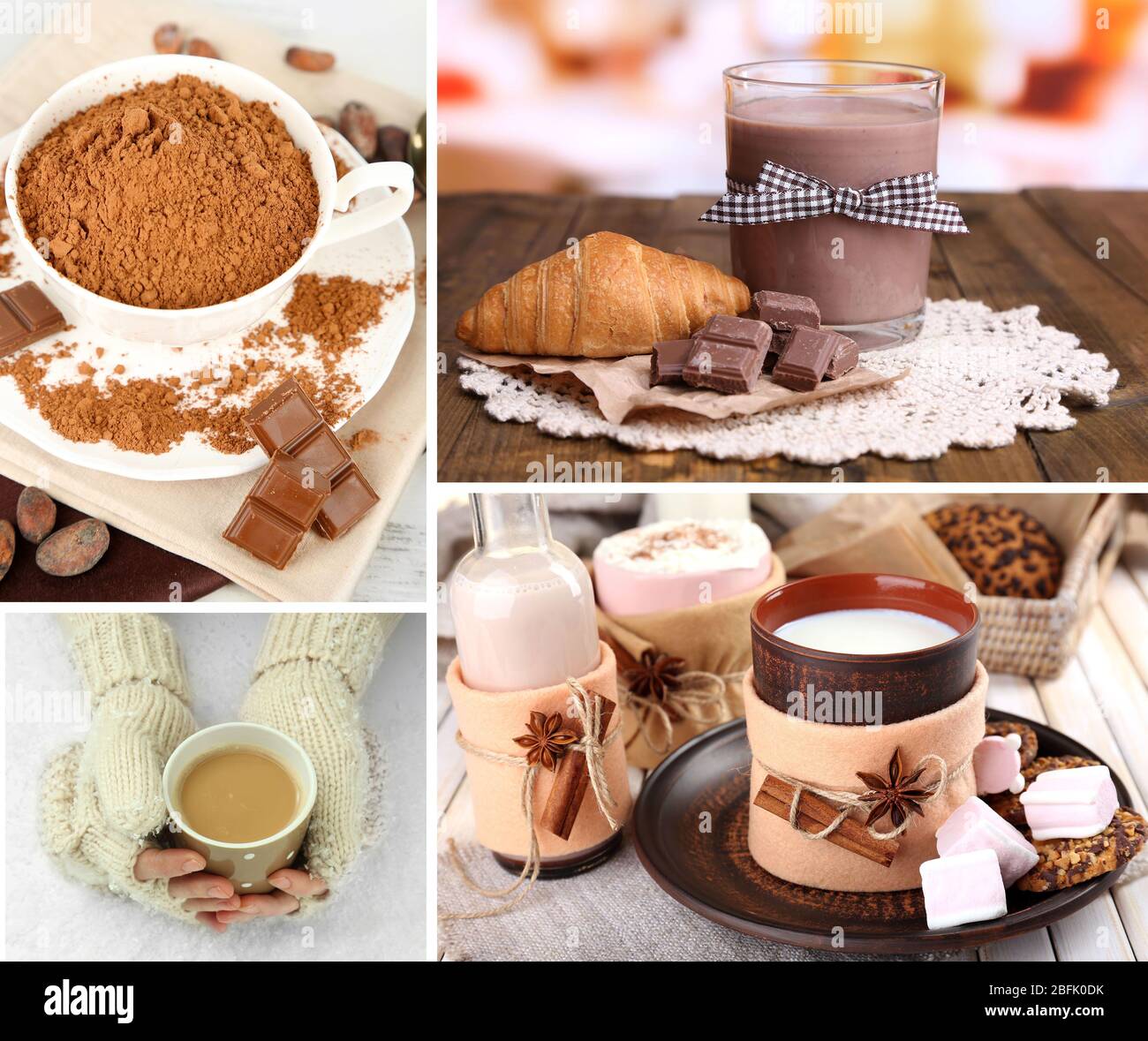 Hot drinks collage Stock Photo - Alamy