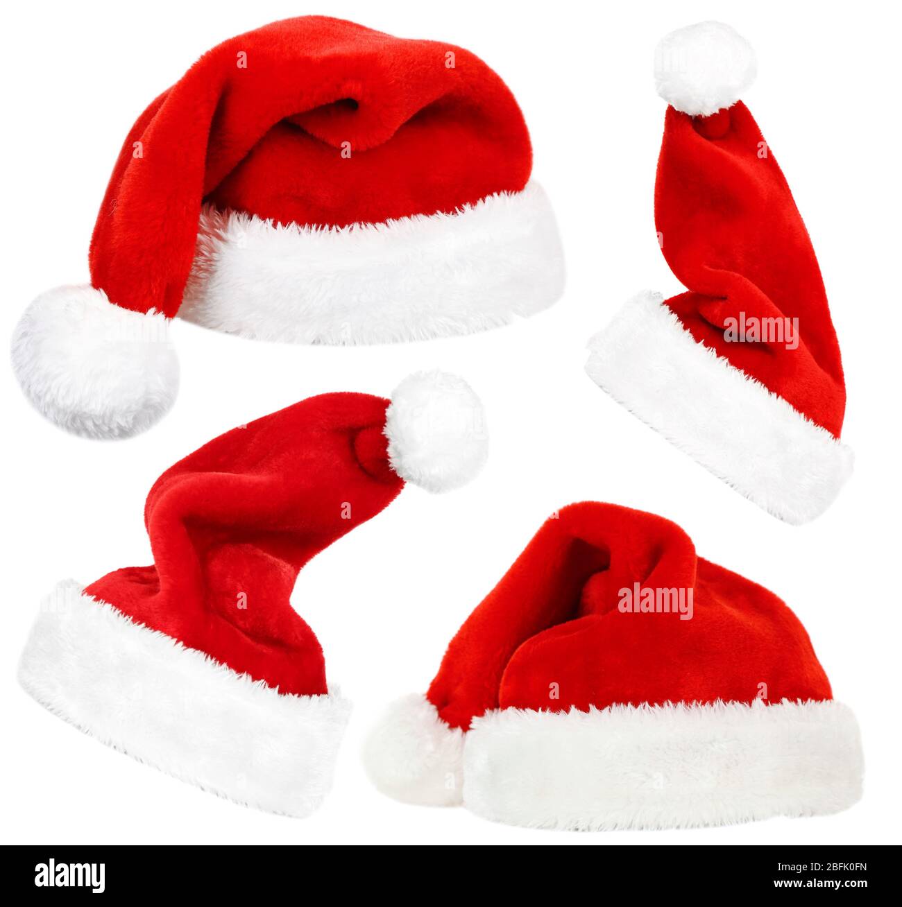 Collage of Santa hats isolated on white Stock Photo - Alamy
