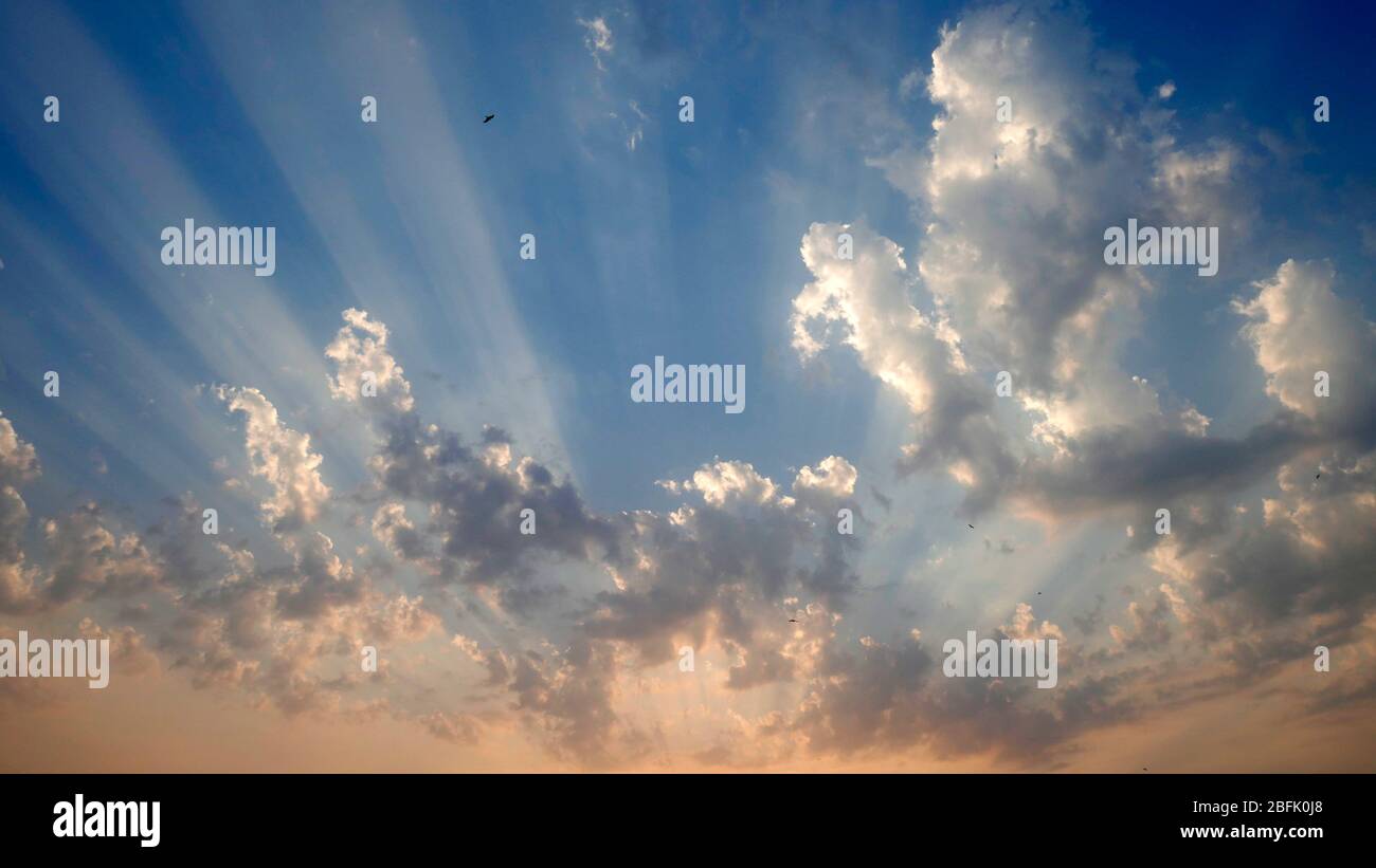 BEAUTIFUL CLOUDS WITH SUN RAYS AS POLLUTION DROPS DUE TO LOCKDOWN Stock ...