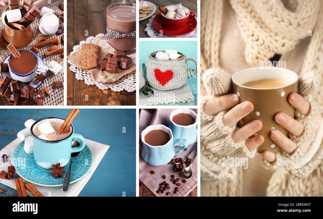 Collage delicious hot drinks hi-res stock photography and images - Alamy