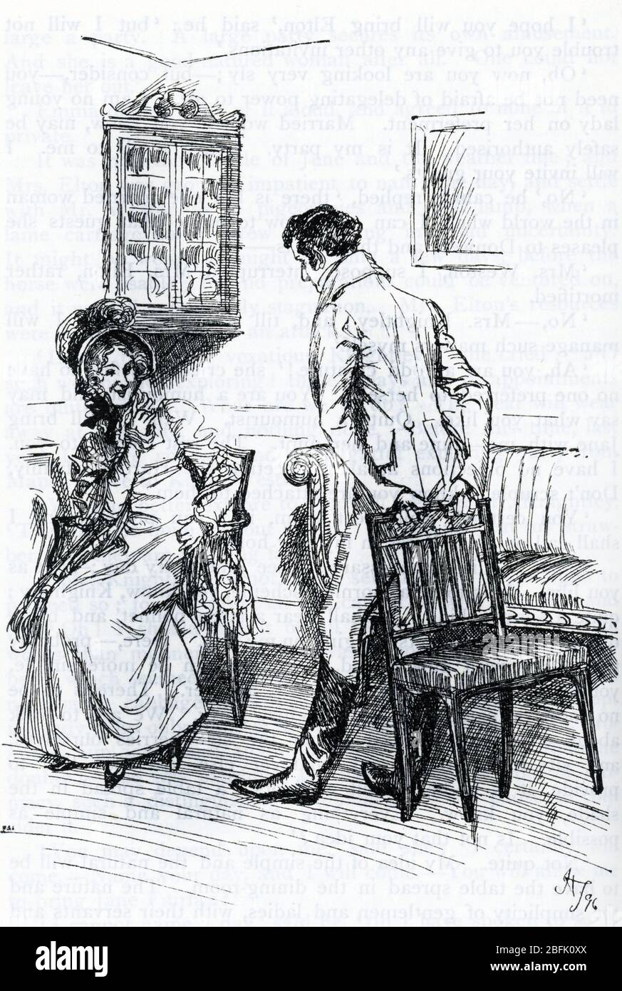 "Mrs Elton and Mr Knightley" Illustration de Hugh Thomson (1860-1920 ...