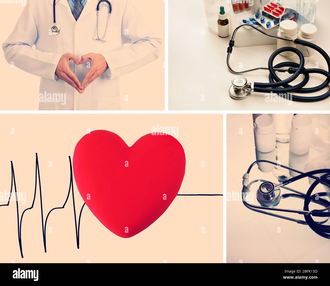 Collage of medical images. Cardiology concept Stock Photo - Alamy