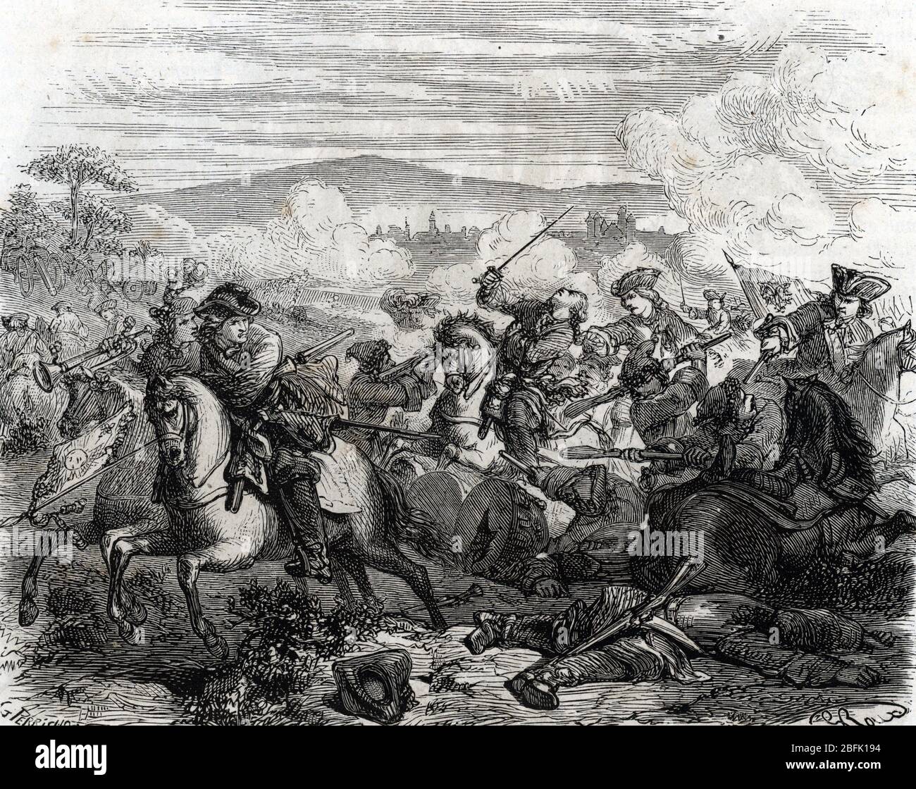 Ferdinand de Marsin mortally wounded at the Battle of Turin 1706 Stock ...
