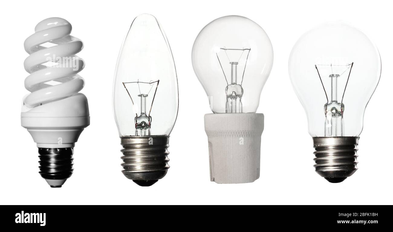 Light bulbs collage, isolated on white Stock Photo - Alamy