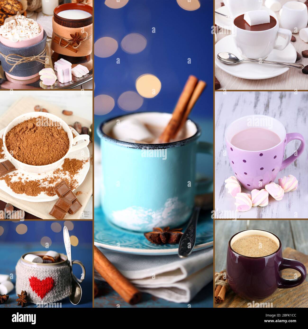 Hot drinks collage Stock Photo - Alamy