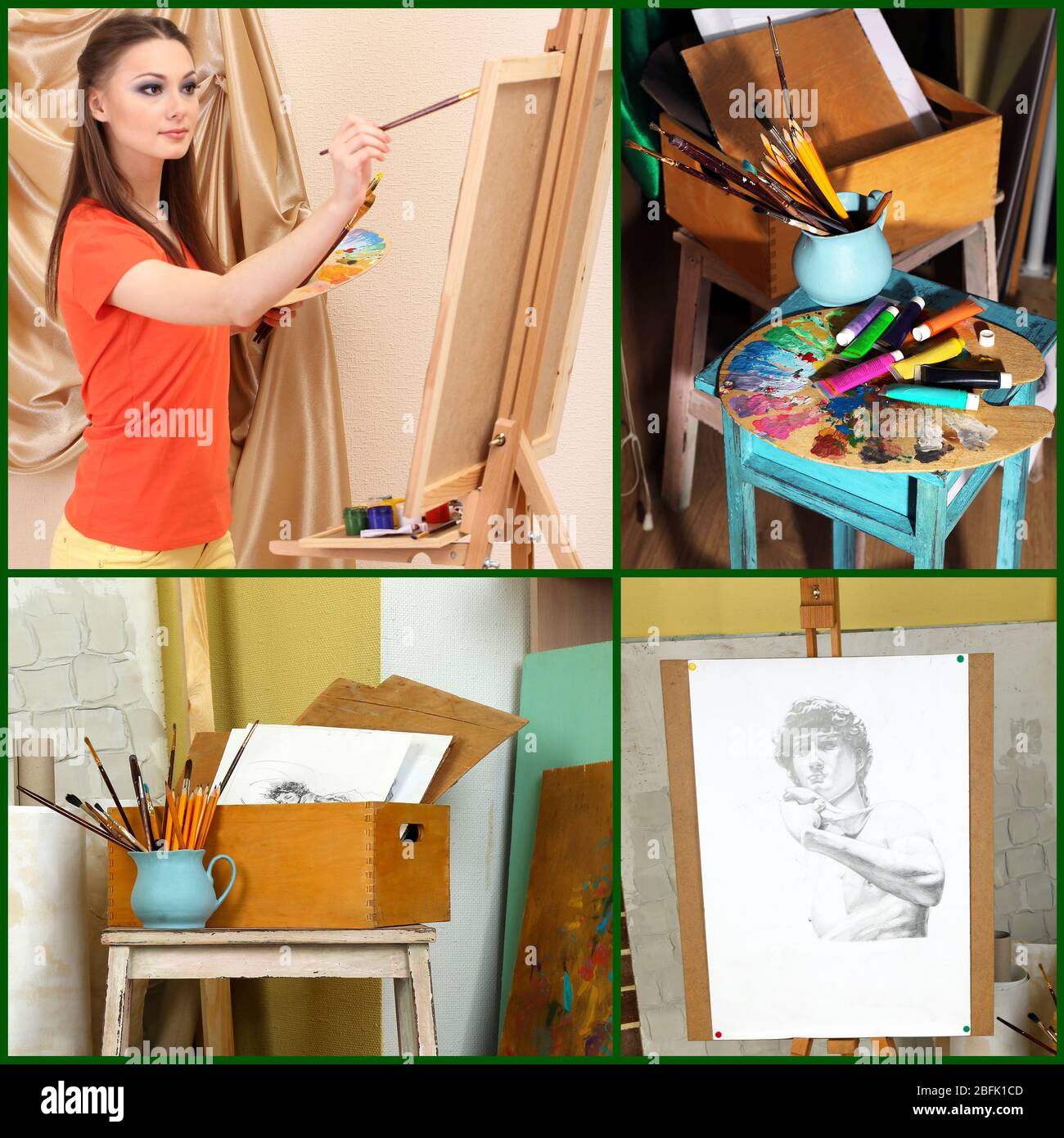 Artist's studio collage Stock Photo - Alamy