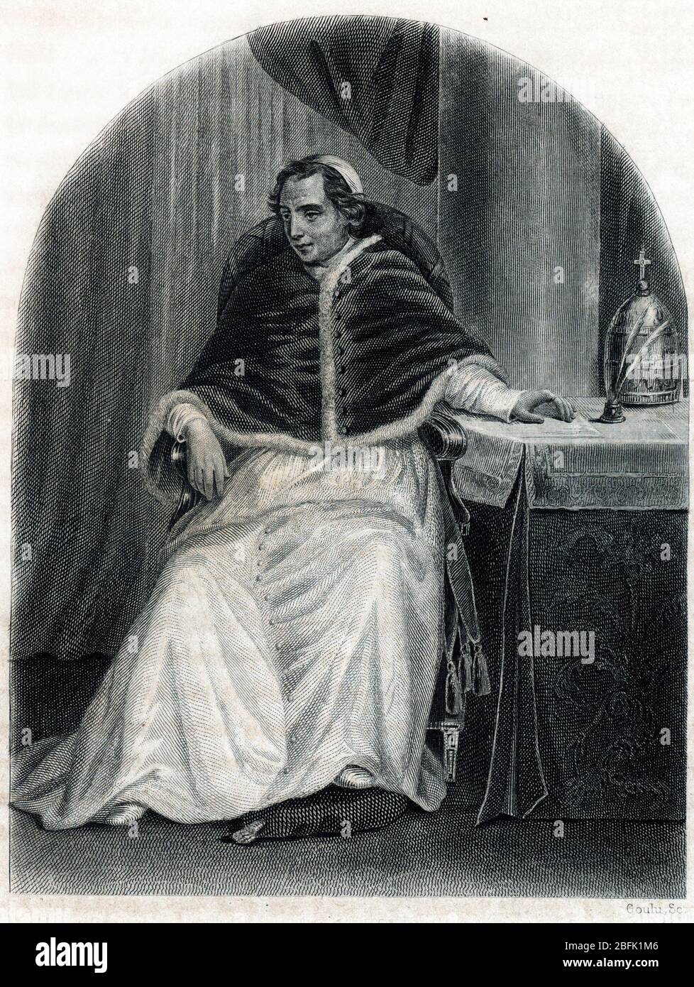 Portrait du pape Pie IX (1792 - 1878) (Pope Pius IX) Gravure tiree de ...
