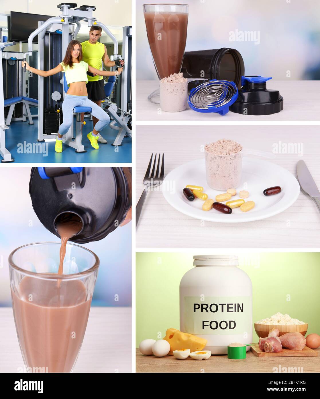 Collage of sportsmen and sport nutrition Stock Photo - Alamy