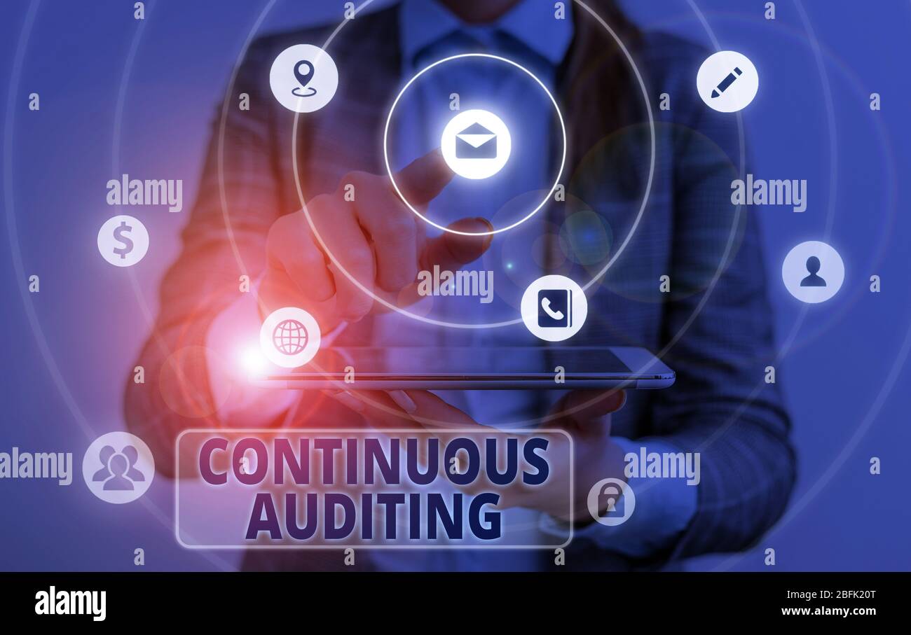 Conceptual hand writing showing Continuous Auditing. Concept meaning Internal process that ...