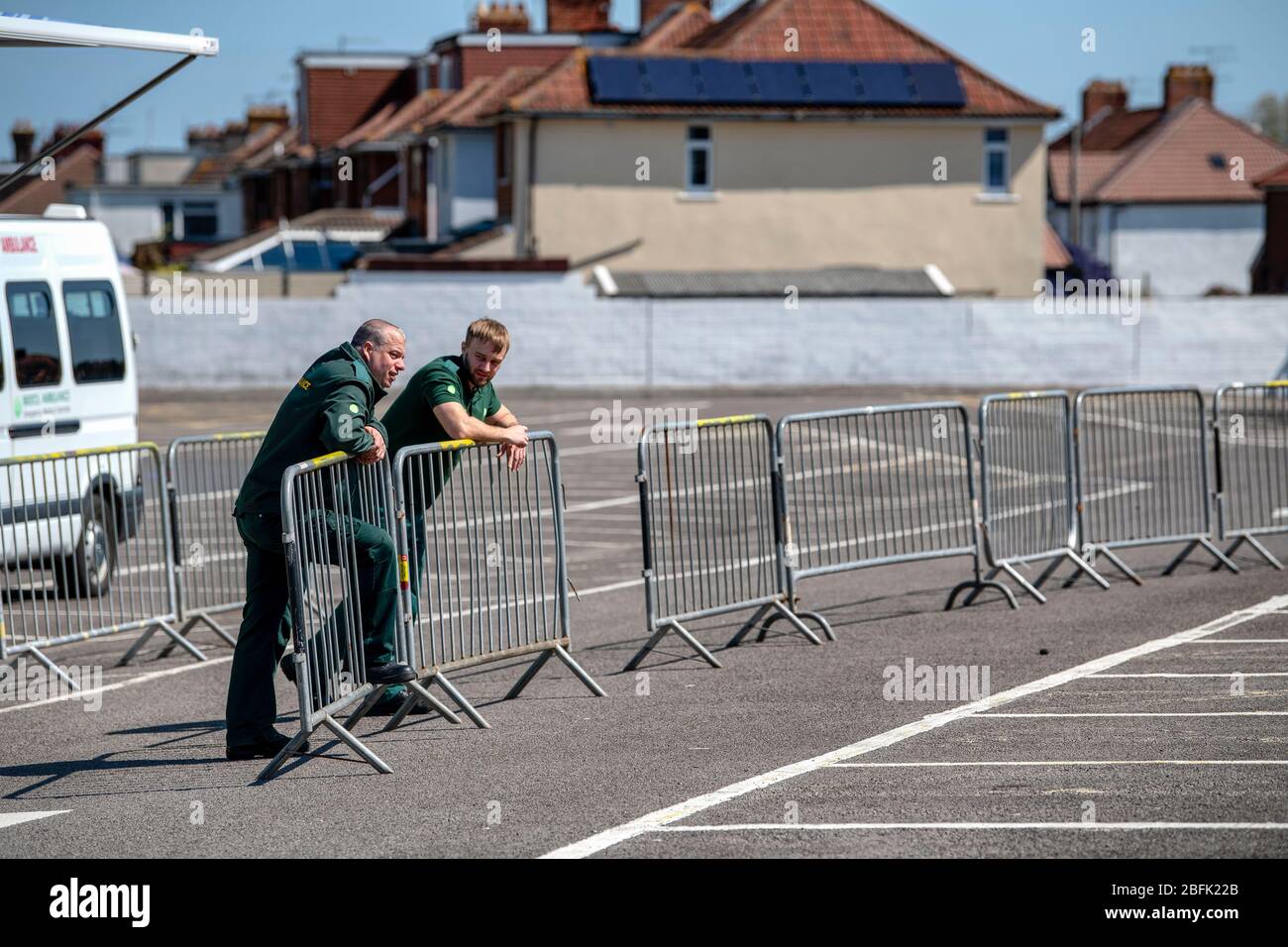 An empty NHS key worker coronavirus drive through testing station at ...