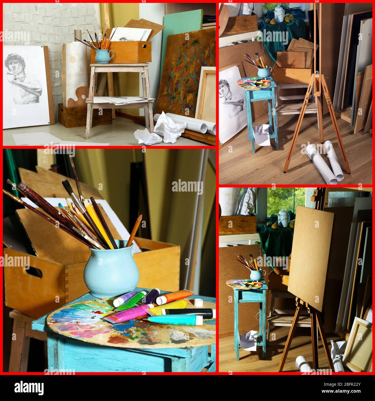 Artist's studio collage Stock Photo - Alamy