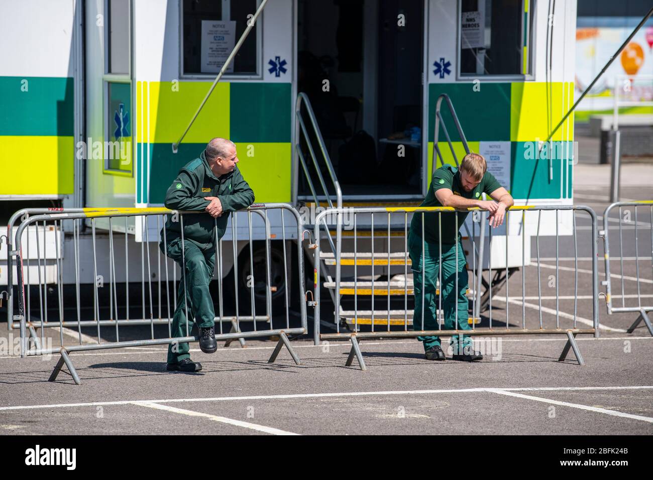 An empty NHS key worker coronavirus drive through testing station at ...