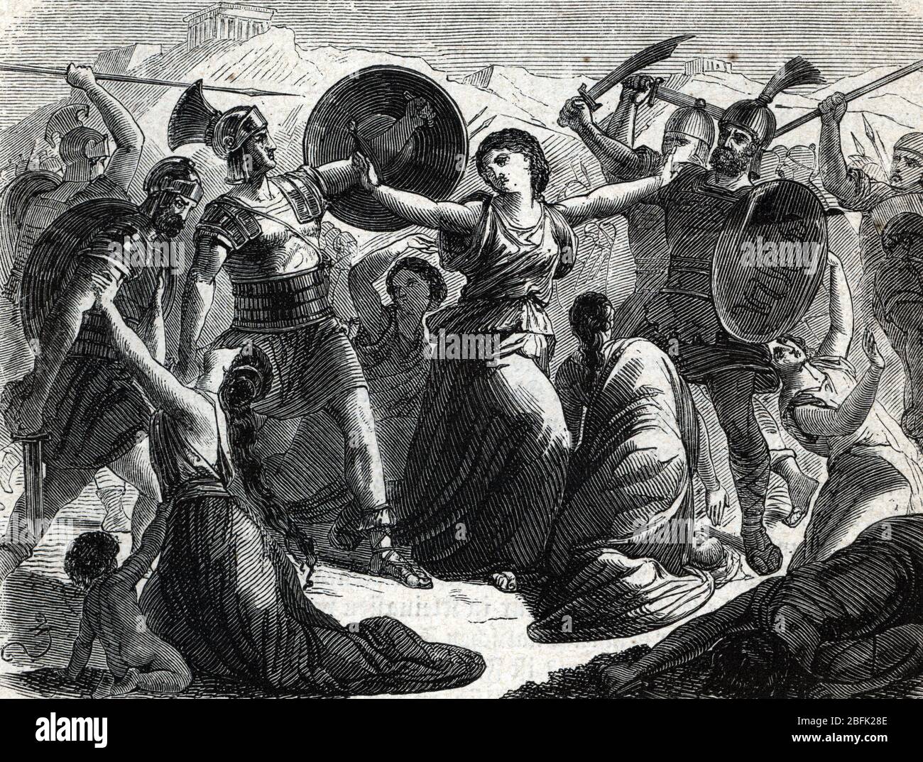 Antiquite romaine : les Sabines s'interposant entre leurs maris romains ...