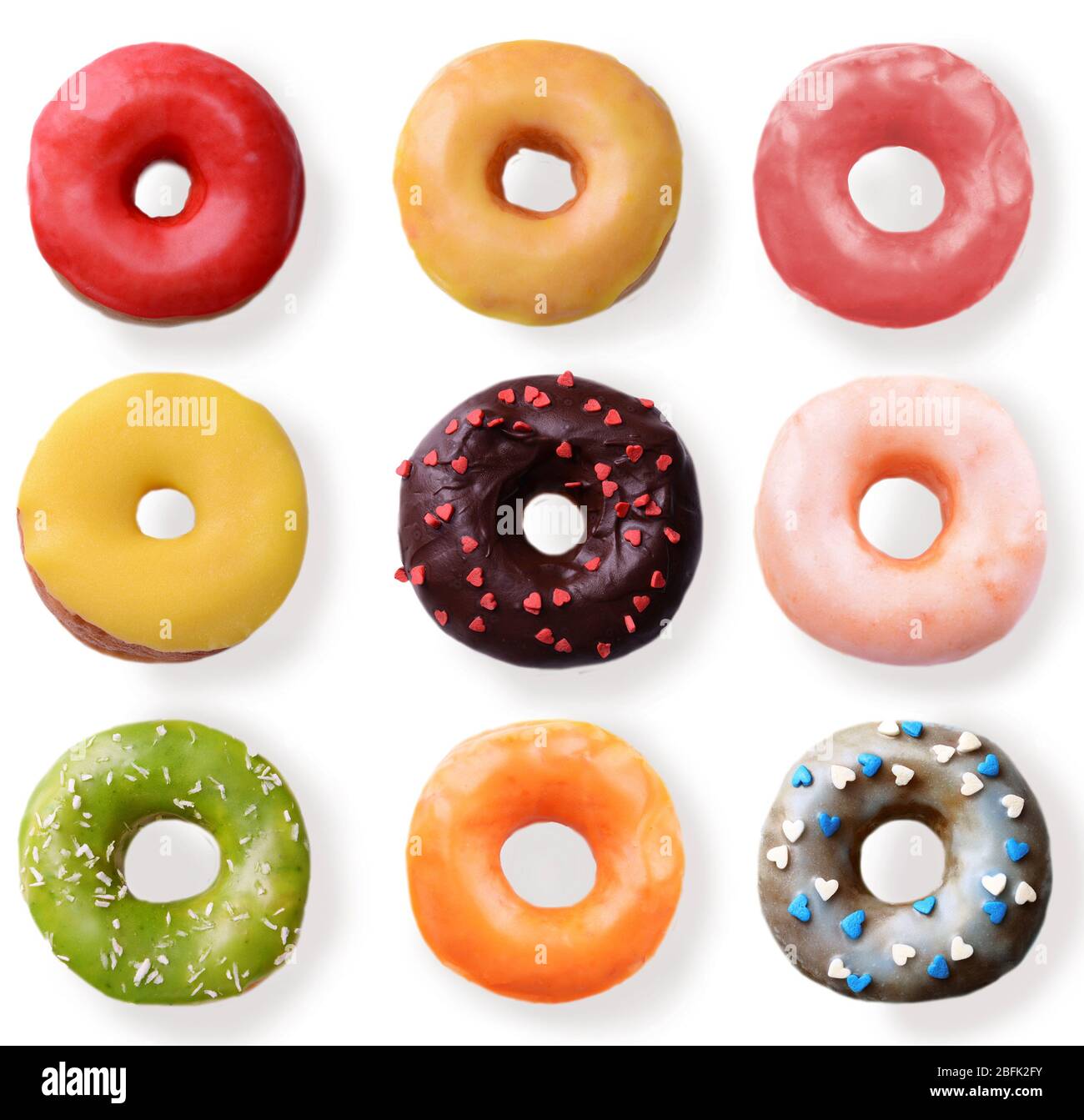 Delicious donuts collage, isolated on white Stock Photo - Alamy