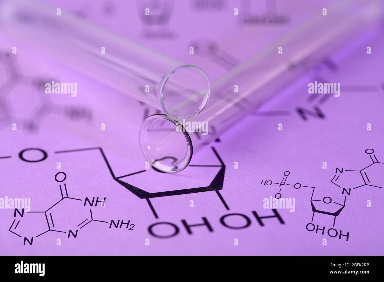 Test tube and reaction formula, close-up Stock Photo - Alamy