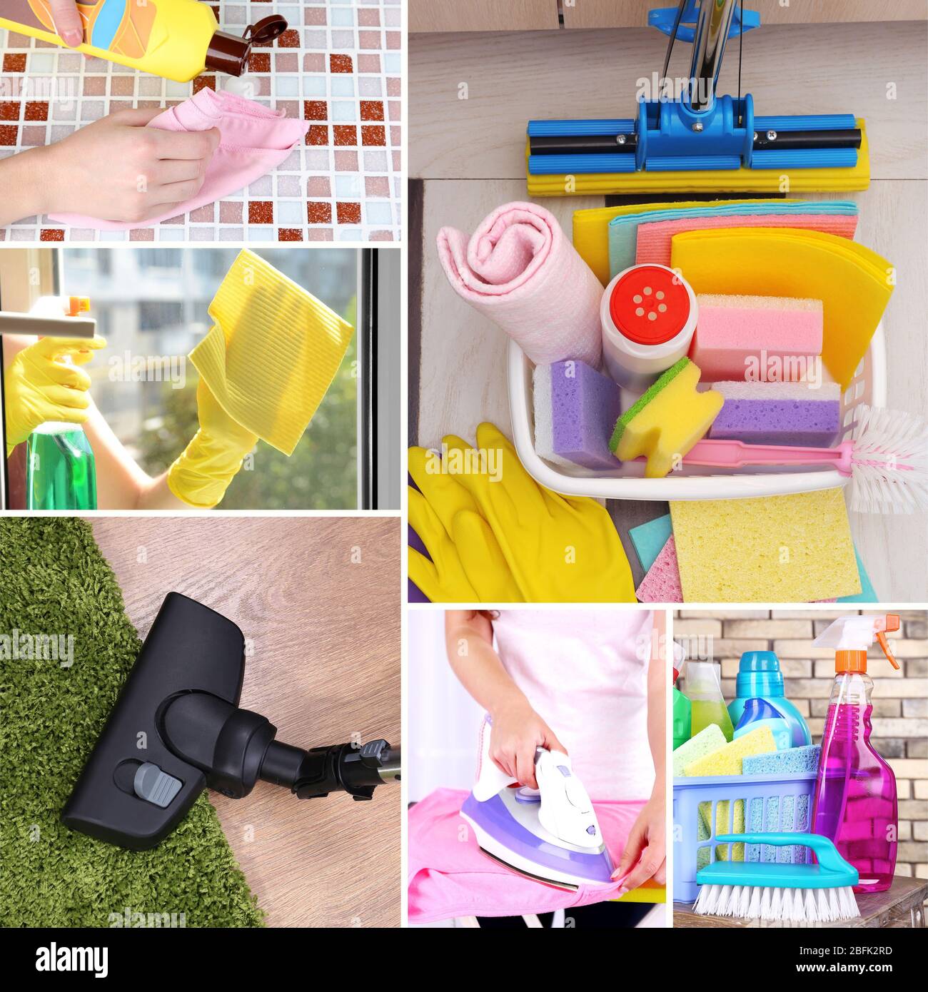 Clean concept. Cleaning supplies and tools collage Stock Photo - Alamy