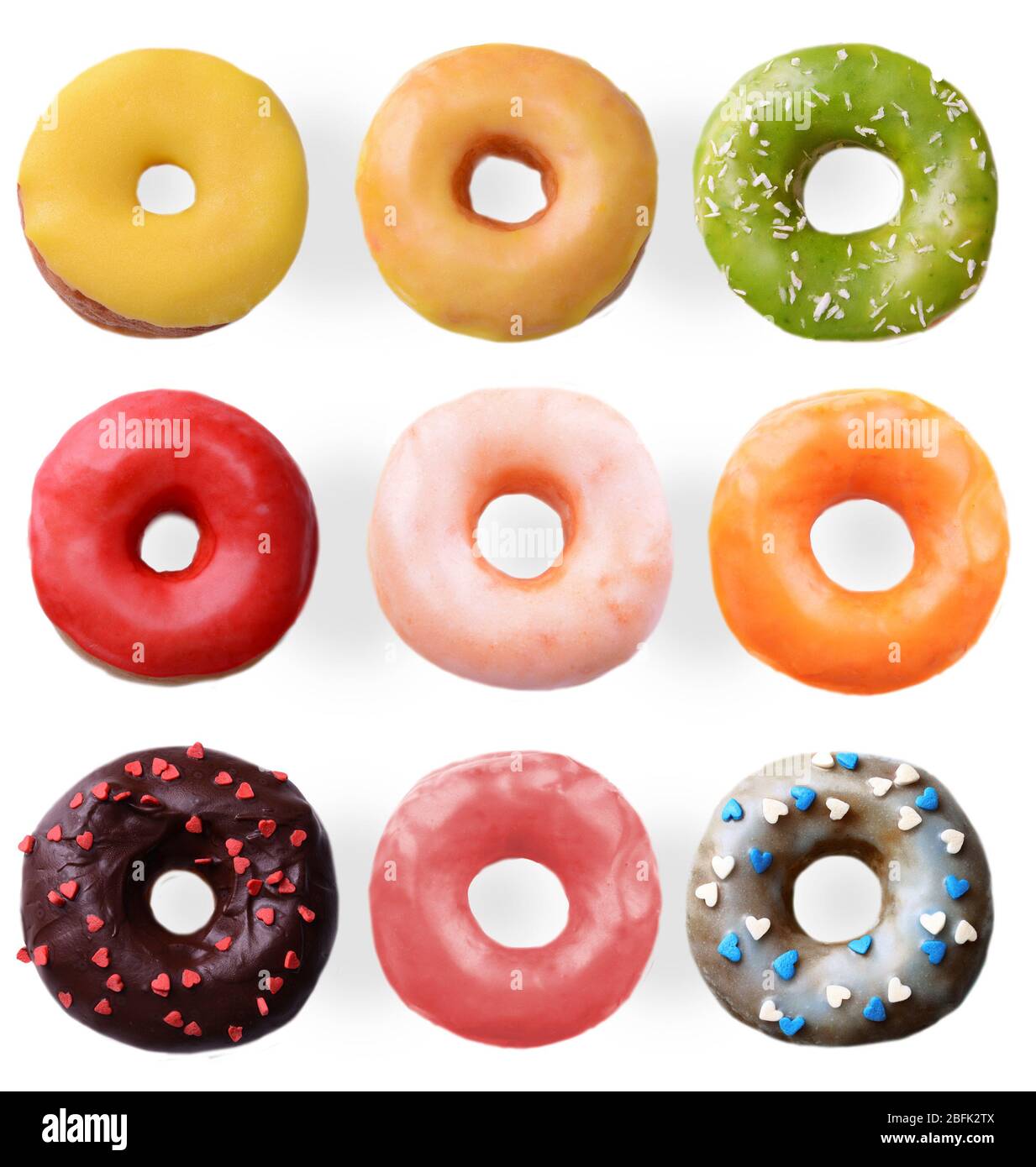 Delicious donuts collage, isolated on white Stock Photo - Alamy