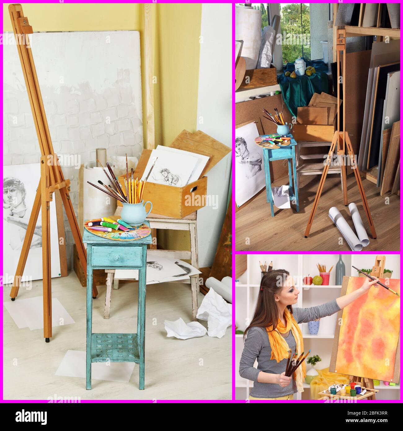 Artist's studio collage Stock Photo - Alamy