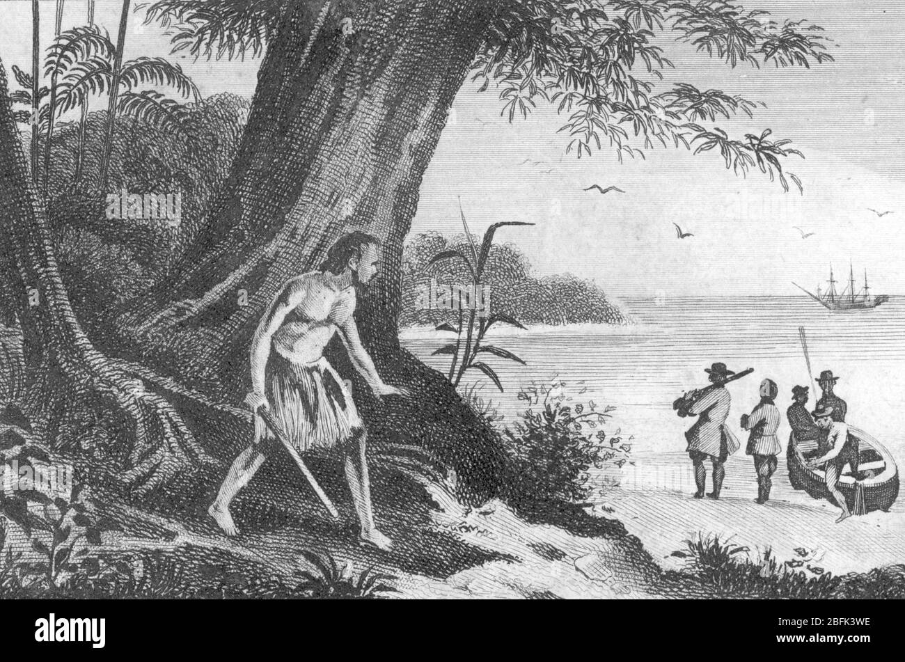 Representation du corsaire ecossais Alexander Selkirk (Alexandre ...