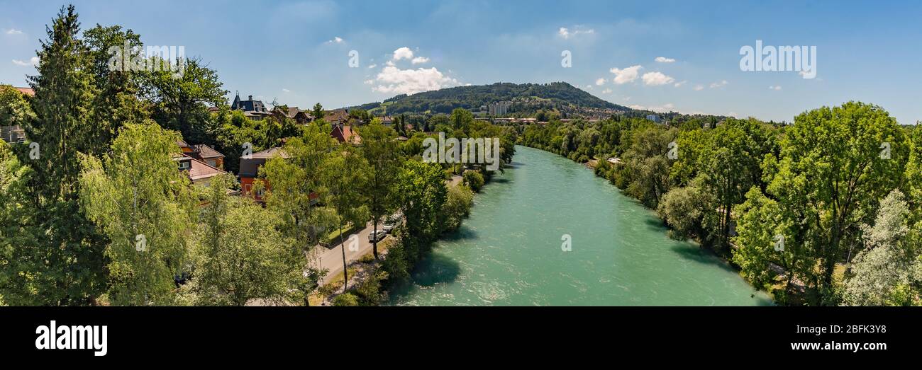 Bern, Switzerland - July 30, 2019: Aerial view of Aar from the ...