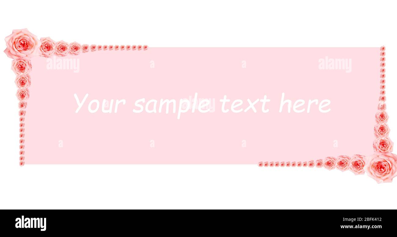 Beautiful rose flowers as frame on card with space for your text ...