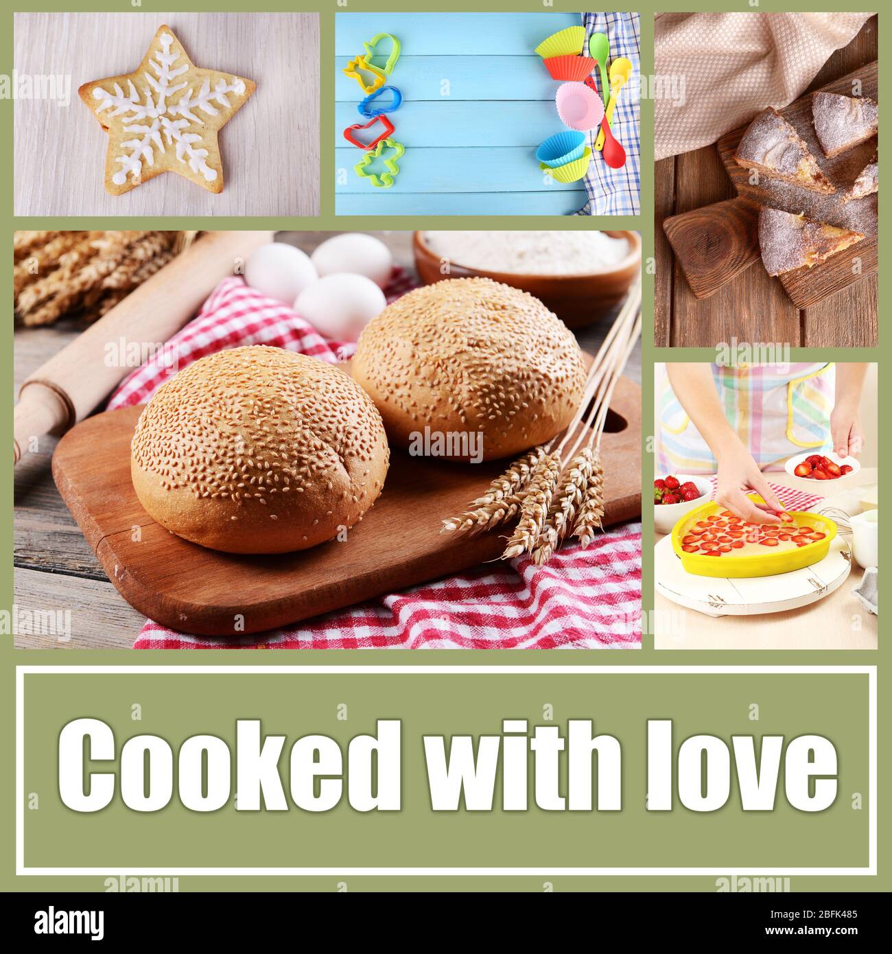 Home baking collage, Cooked with love concept Stock Photo - Alamy