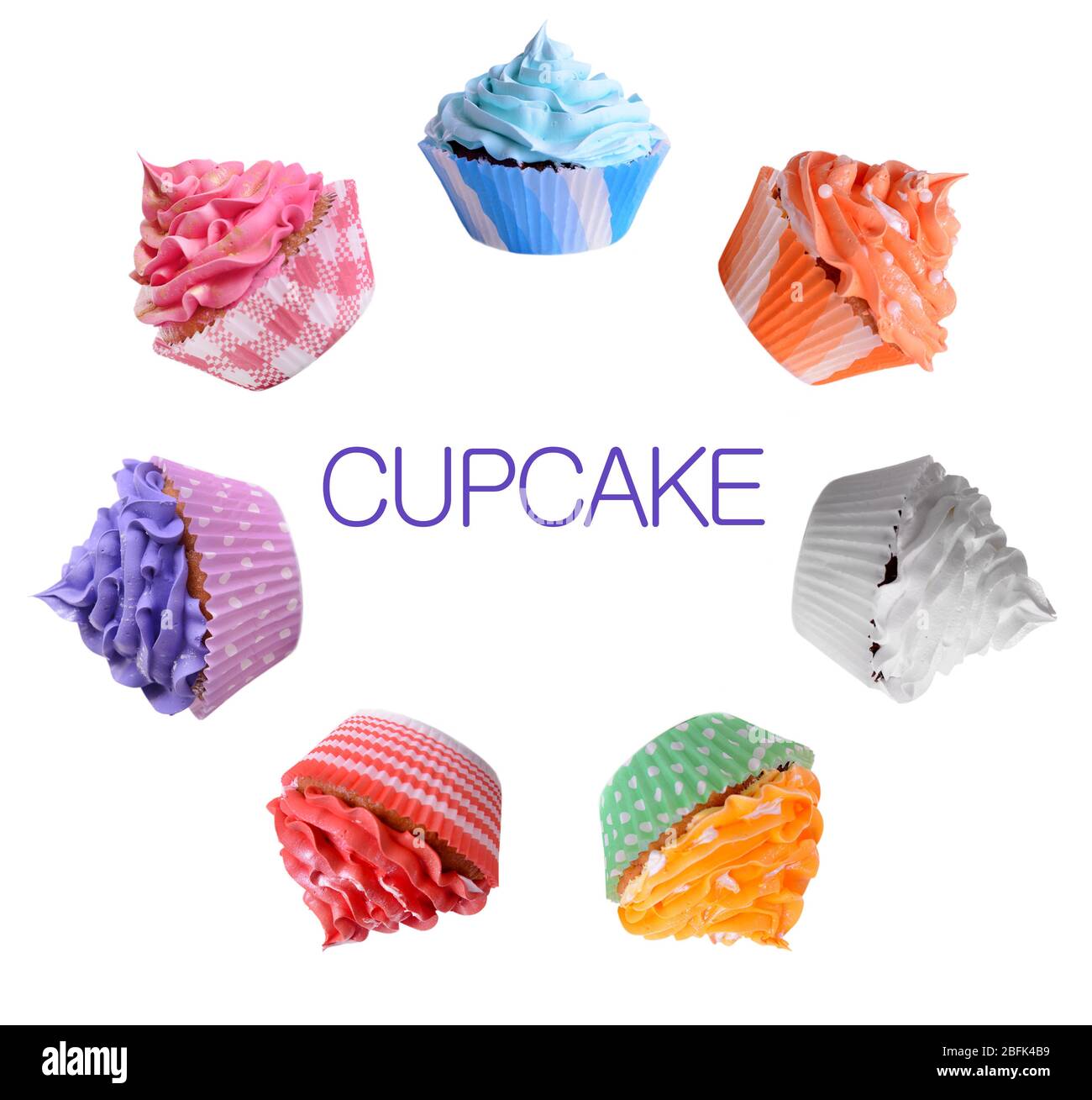 Colorful cupcakes arranged on Cut Out Stock Images & Pictures - Alamy