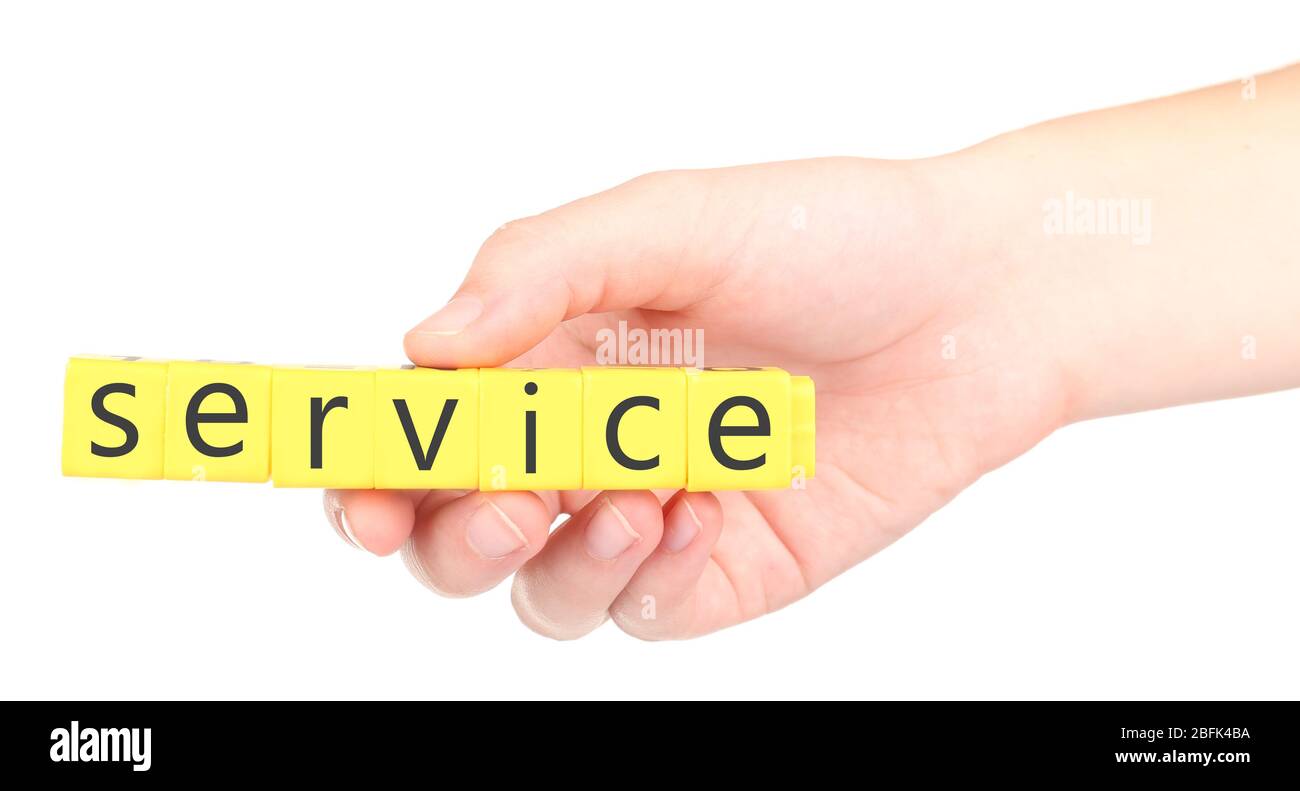 Word Service formed with yellow cubes isolated on white Stock Photo - Alamy