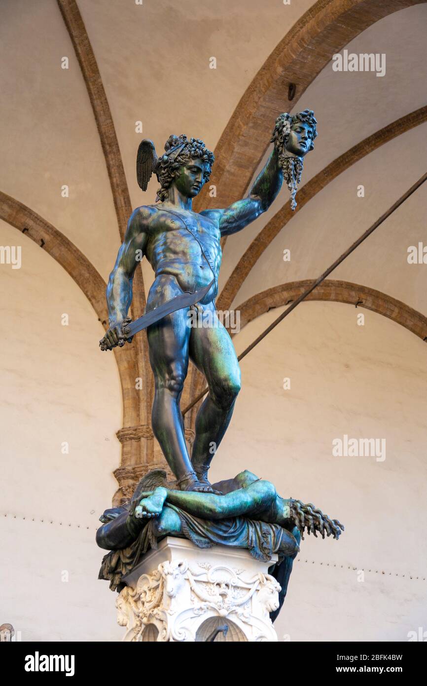 Benvenuto Cellini's Statue of Perseus holding the Head of Medusa ...