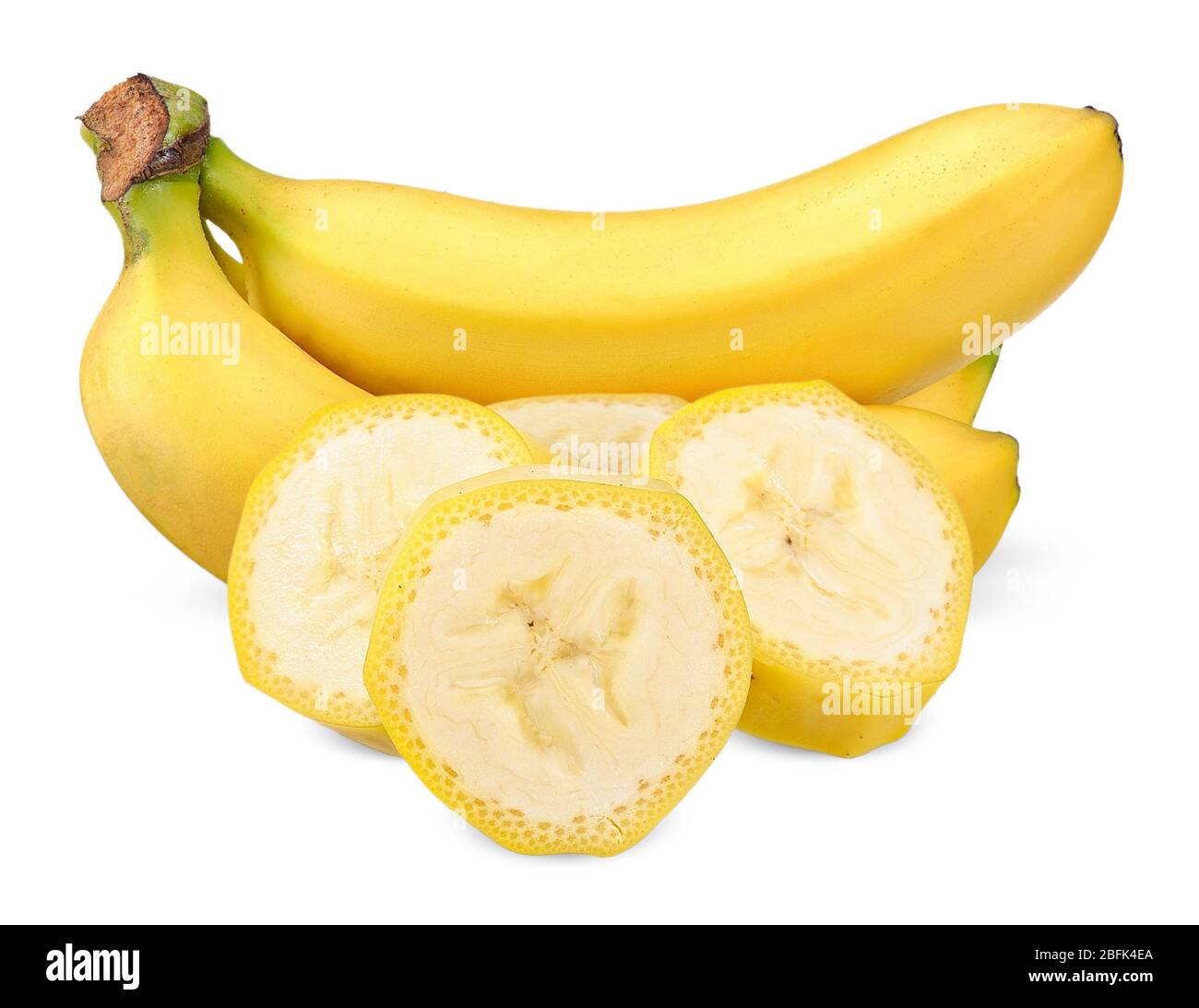 Banana and slice isolated on white, banana clipping path Stock Photo ...