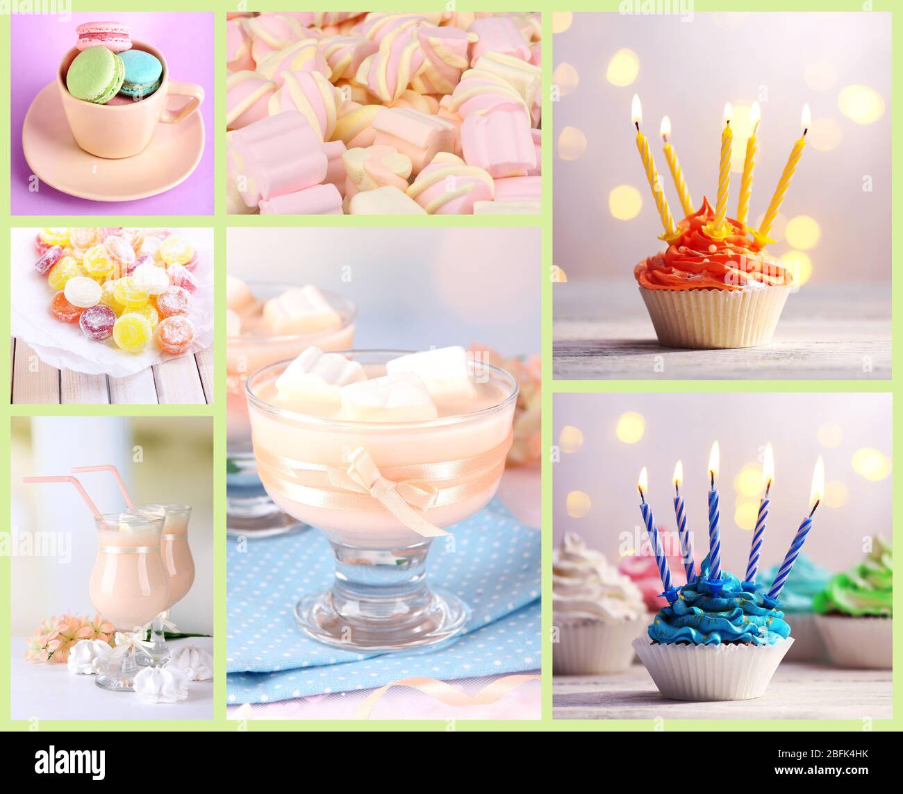 Different delicious desserts in collage Stock Photo - Alamy