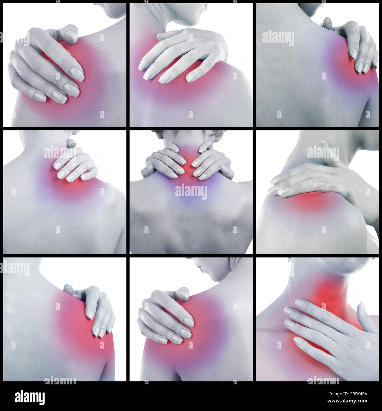 Collage representing woman having pain at several part of body Stock ...