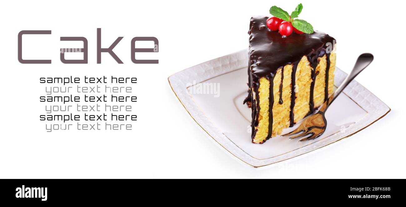 Chocolate cake isolated on white Stock Photo - Alamy