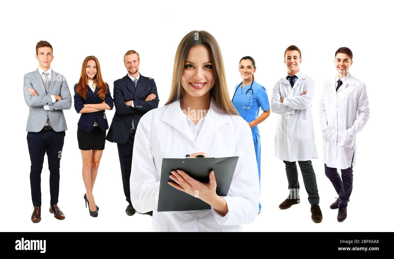 Group of medical workers, isolated on white Stock Photo - Alamy