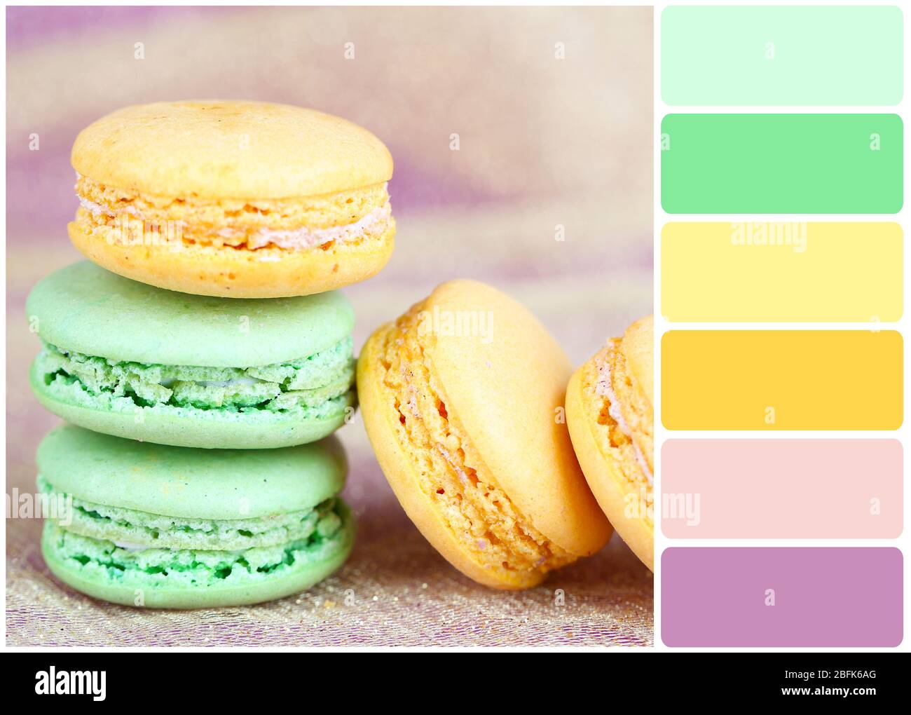 Macaroons and palette of colors Stock Photo - Alamy