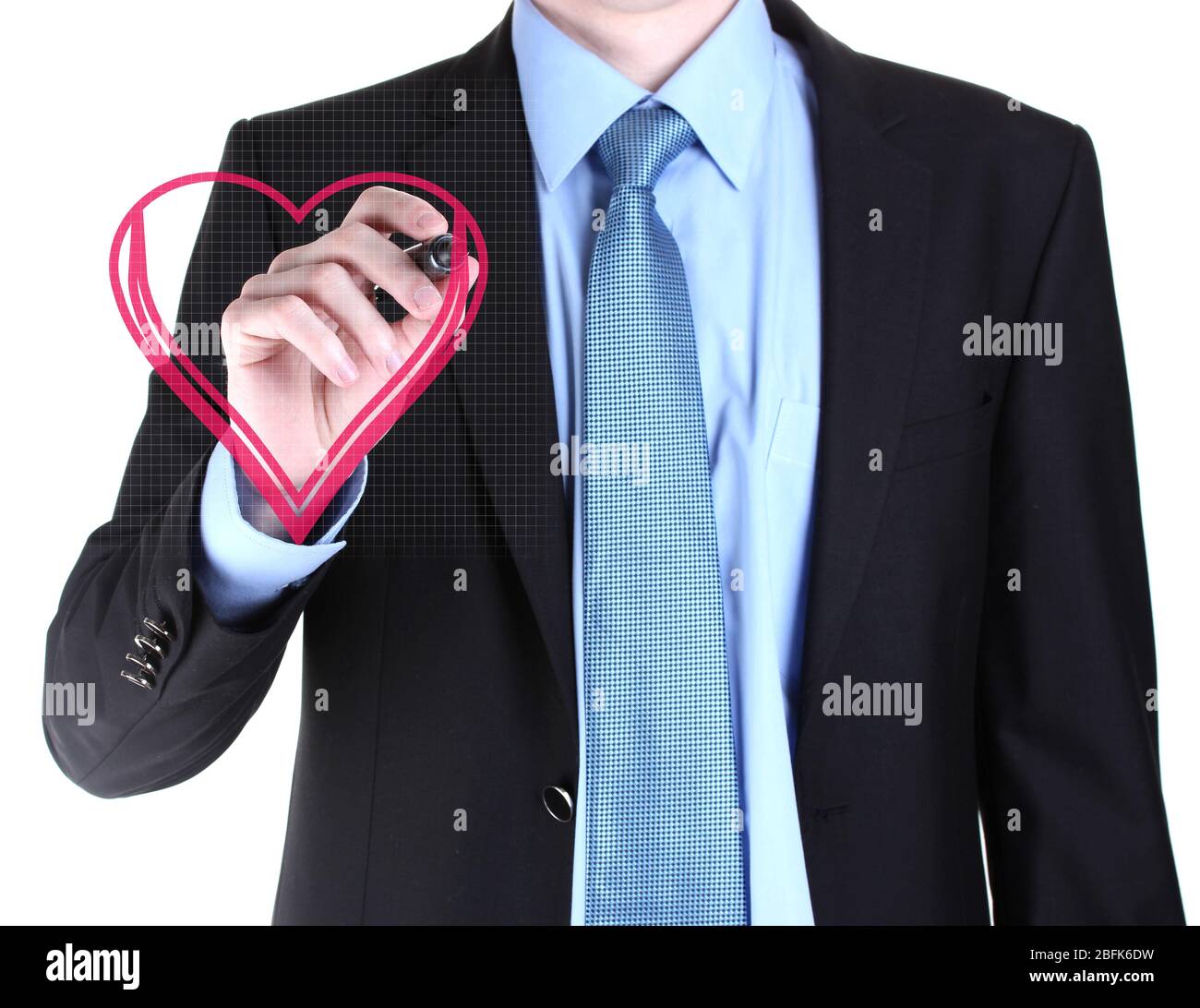Man drawing heart isolated on white Stock Photo - Alamy