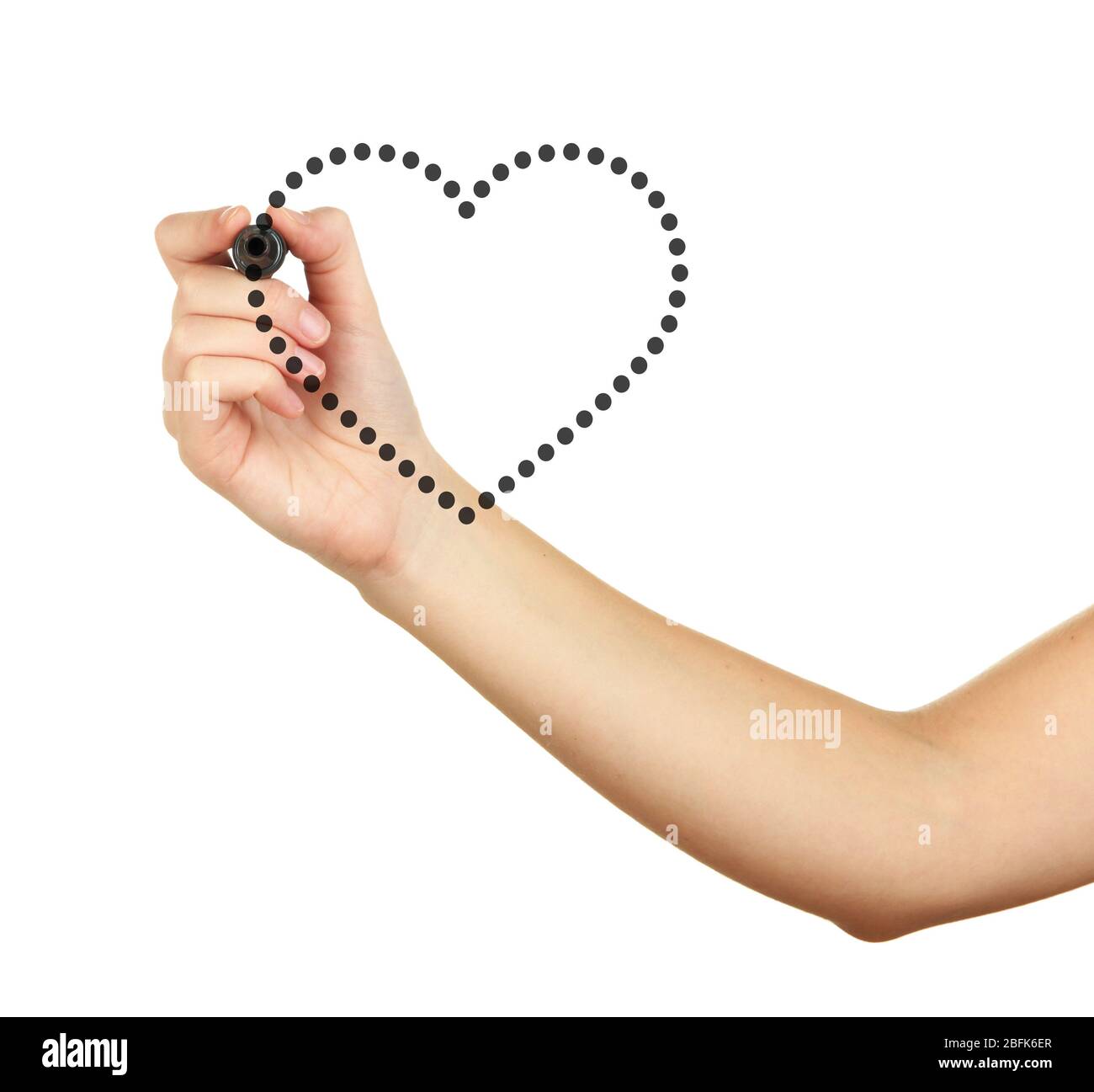Female hand drawing heart isolated on white Stock Photo - Alamy
