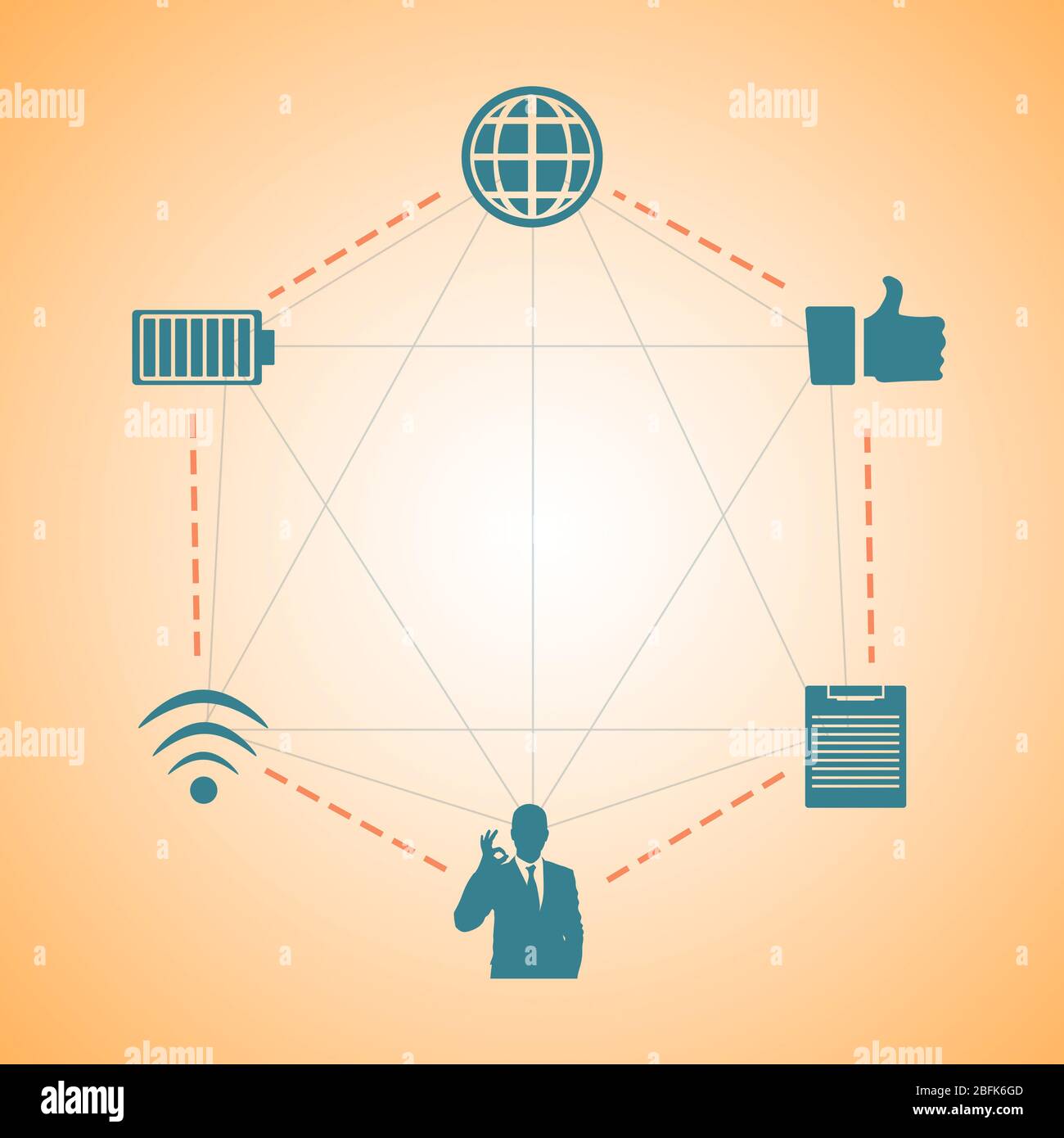 Communication icons on beige background Stock Photo - Alamy