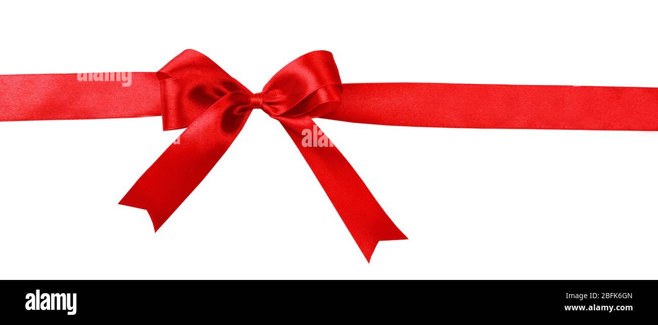 Shiny red ribbon with bow isolated on white Stock Photo - Alamy