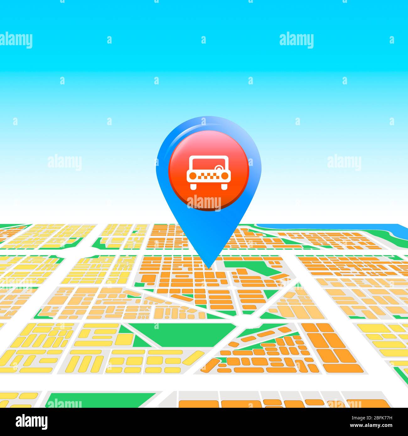 Taxi vector icon on map Stock Photo - Alamy