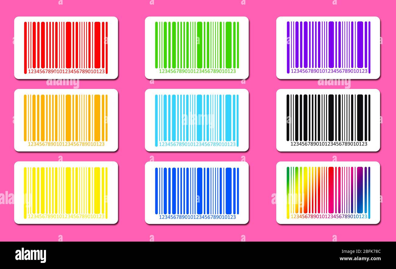 Bright bar codes on pink background. Vector image Stock Photo - Alamy