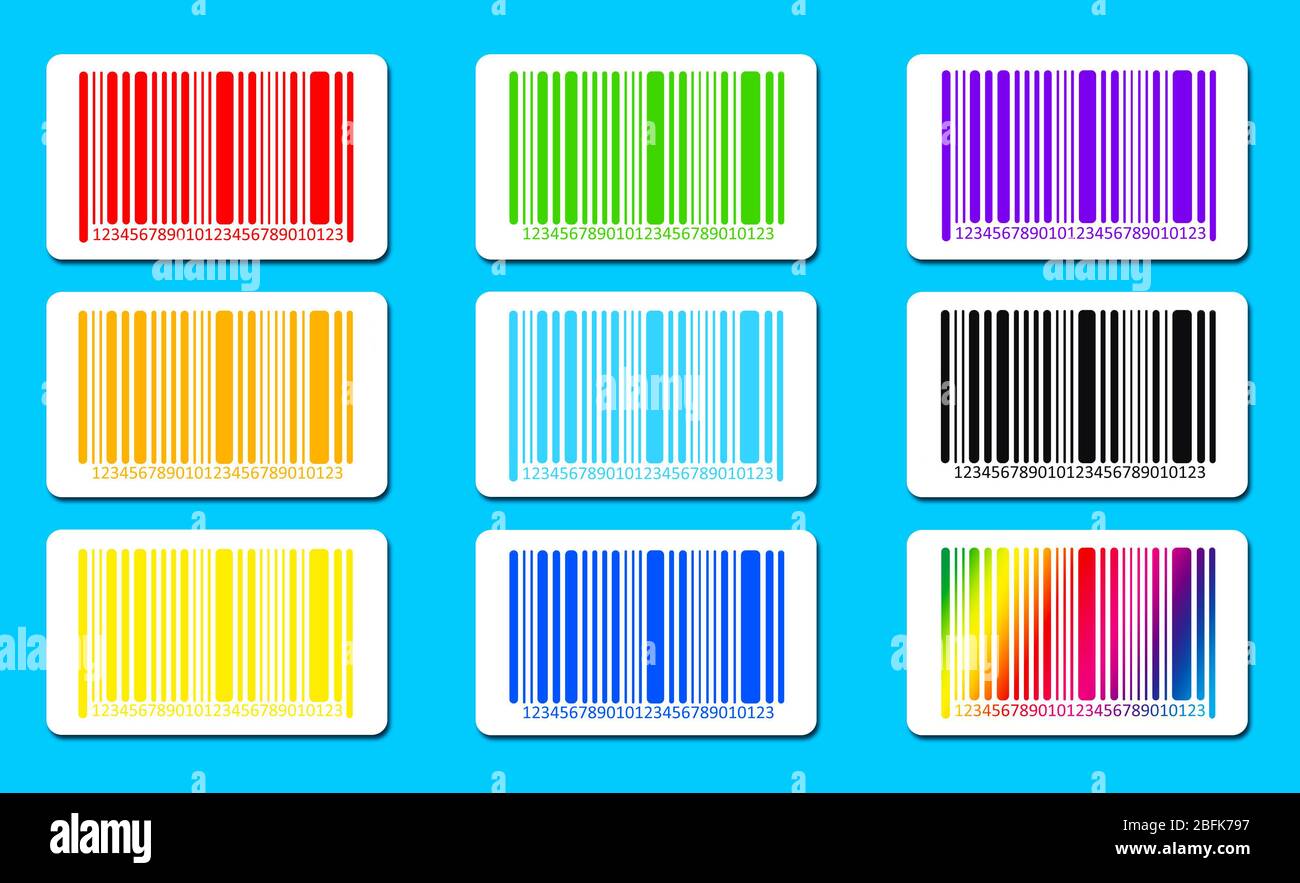 Bright bar codes on blue background. Vector image Stock Photo - Alamy
