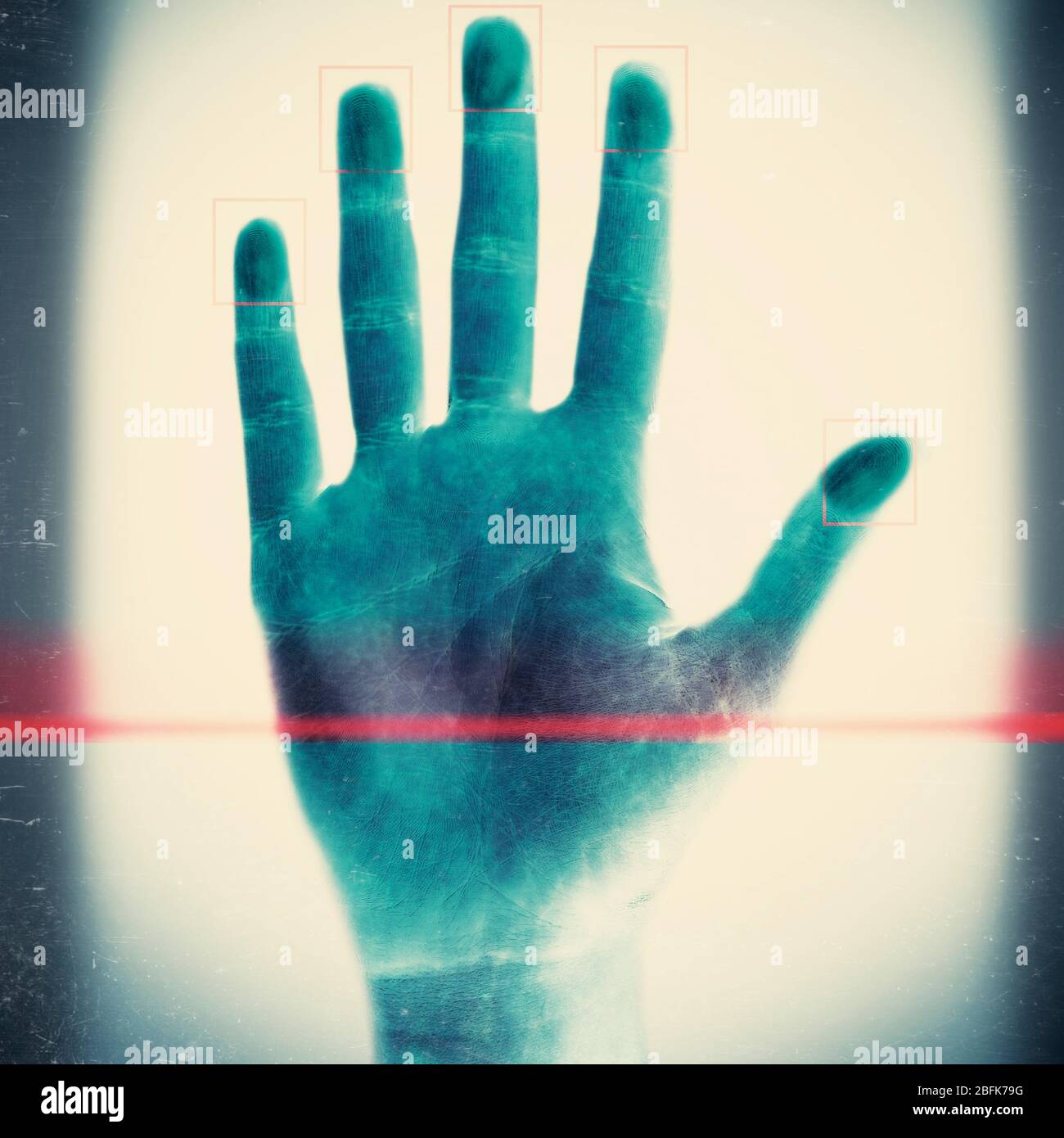 Scanning fingerprints on light background Stock Photo - Alamy