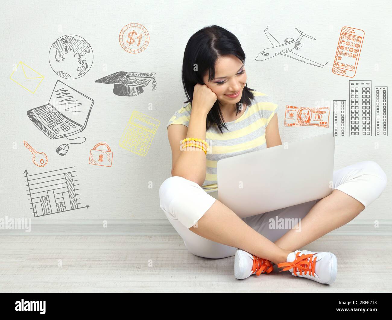 Young woman thinking of her plans Stock Photo - Alamy